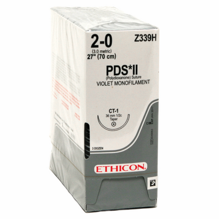 Ethicon PDS II Synthetic Absorbable Suture (Z339H) / 2-0 / SA CT-1 / 27 in