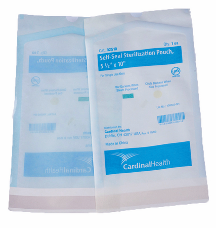 Dual Indicator Self-Sealing Autoclave Pouch, 5 1/4 in x 10 in