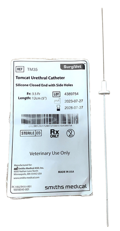 SurgiVet Tom Cat Catheter, Silicone, Closed End, 3.5 fr x 5 in