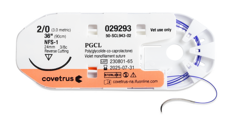 PGCL Absorbable Suture: Violet / 2-0 / NFS-1 Reverse Cutting 24mm / 36 in