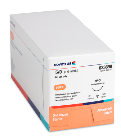 PGCL Absorbable Suture: Violet / 5-0 / NP-3 Precision Cutting 13mm / 18 in