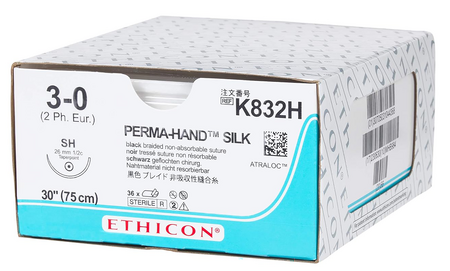 Ethicon Silk Natural Non-Absorbable Suture (K832H) / 3-0 / SH / 30 in