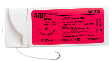 PPO Non-Absorbable Suture: Pink / 4-0 / NFS-2 Reverse Cutting 19mm / 30 in