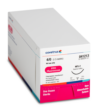 PPO Non-Absorbable Suture: Pink / 4-0 / NFS-2 Reverse Cutting 19mm / 30 in