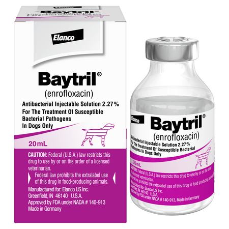 Baytril 2.27% Antibacterial Injectable Solution for Dogs, 22.7mg/mL ...