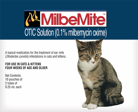 MilbeMite 0.1% Otic Solution for Cats, 0.25mL Tube, Distributor Shipped