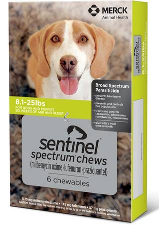 Sentinel Spectrum Chewable Tablets for Dogs, Green, 8.1-25 lb