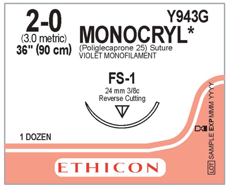Ethicon Monocryl Synthetic Absorbable Suture Undyed (Y215H) / 3-0 / SA ...
