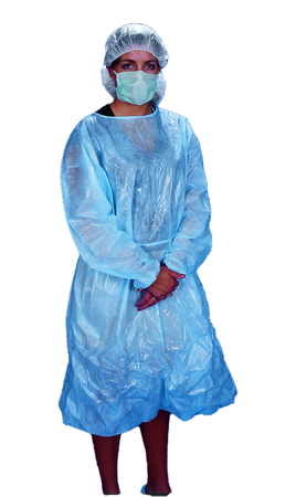 Isolation Gown with Protective Plastic Film, Poly-Coated, Disposable ...