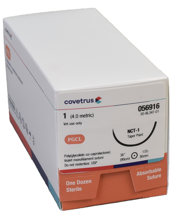 PGCL Absorbable Suture: Violet / #1 / NCT-1 Taper Point 36mm / 36 in