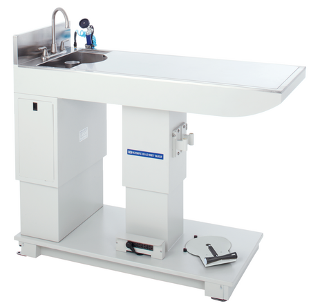 Olympic Hi-Lo Wet Table, Height Adjustable with Solid Top and Grates