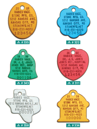 Rabies Tags, Aluminum