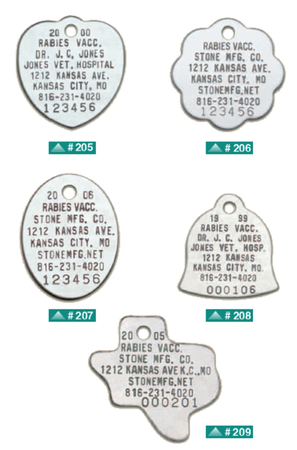 Rabies Tags, Stainless Steel