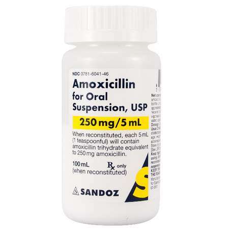 Amoxicillin Oral Suspension, 250mg/5mL, Fruity Flavored