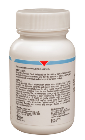 Vetprofen (carprofen) Flavored Tabs for Dogs, 25mg
