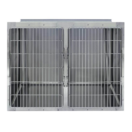 Modular Cage Unit, Double Door, Gravity Latch, Stainless Steel, 48 x 30 ...