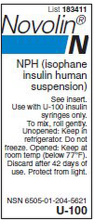 Novolin N U-100 NPH (Isophane Insulin Human Suspension) Injection, 100 ...