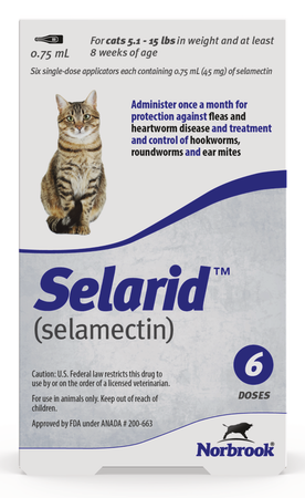 Selarid (Selamectin) Spot On for Cats, 45mg, Blue, 5.1-15 lb