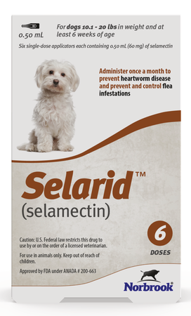Selarid (Selamectin) Spot On for Dogs, 60mg, Brown, 10.1-20 lb