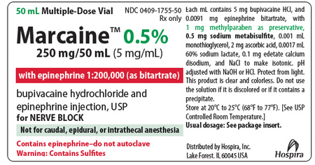 Marcaine (Bupivacaine HCl) 0.5% and Epinephrine 1:200,000 Injection ...