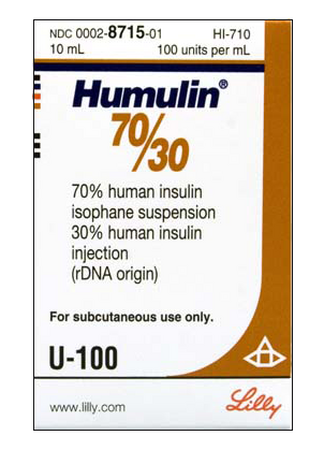 Humulin 70/30 U-100 (Human Insulin Isophane NPH) Injection, 100 units ...