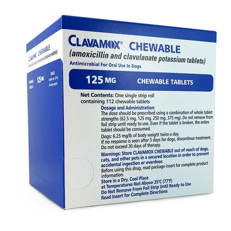 Clavamox Chewable Tablets for Cats and Dogs, 125mg