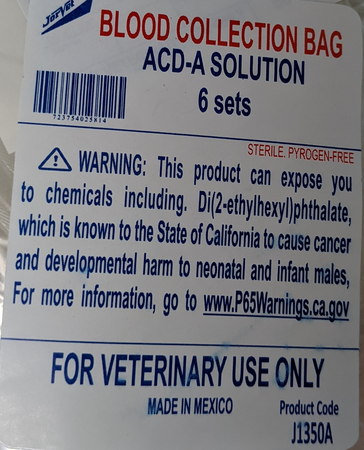 ACD-A Anticoagulant 50mL Bag with 20mL ACD-A Solution