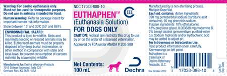 Euthaphen (Euthanasia Solution) for Dogs, C3N