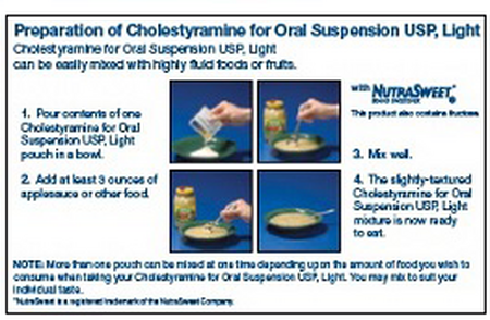 Cholestyramine for Oral Suspension, USP, Light Powder, 4gm, Orange Flavored