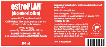 estroPLAN (Cloprostenol Sodium) Injectable Solution for Cattle, 250mcg/mL