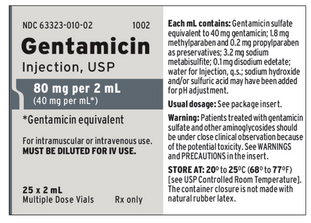 Gentamicin Injection, 80mg/2mL (40mg/mL)